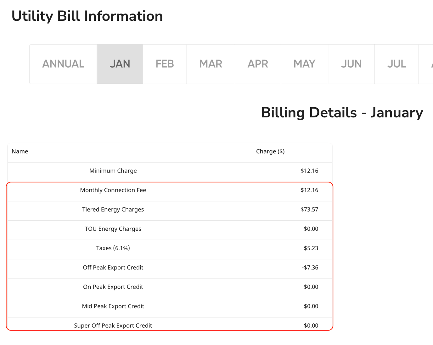 How is the New Utility Bill calculated?