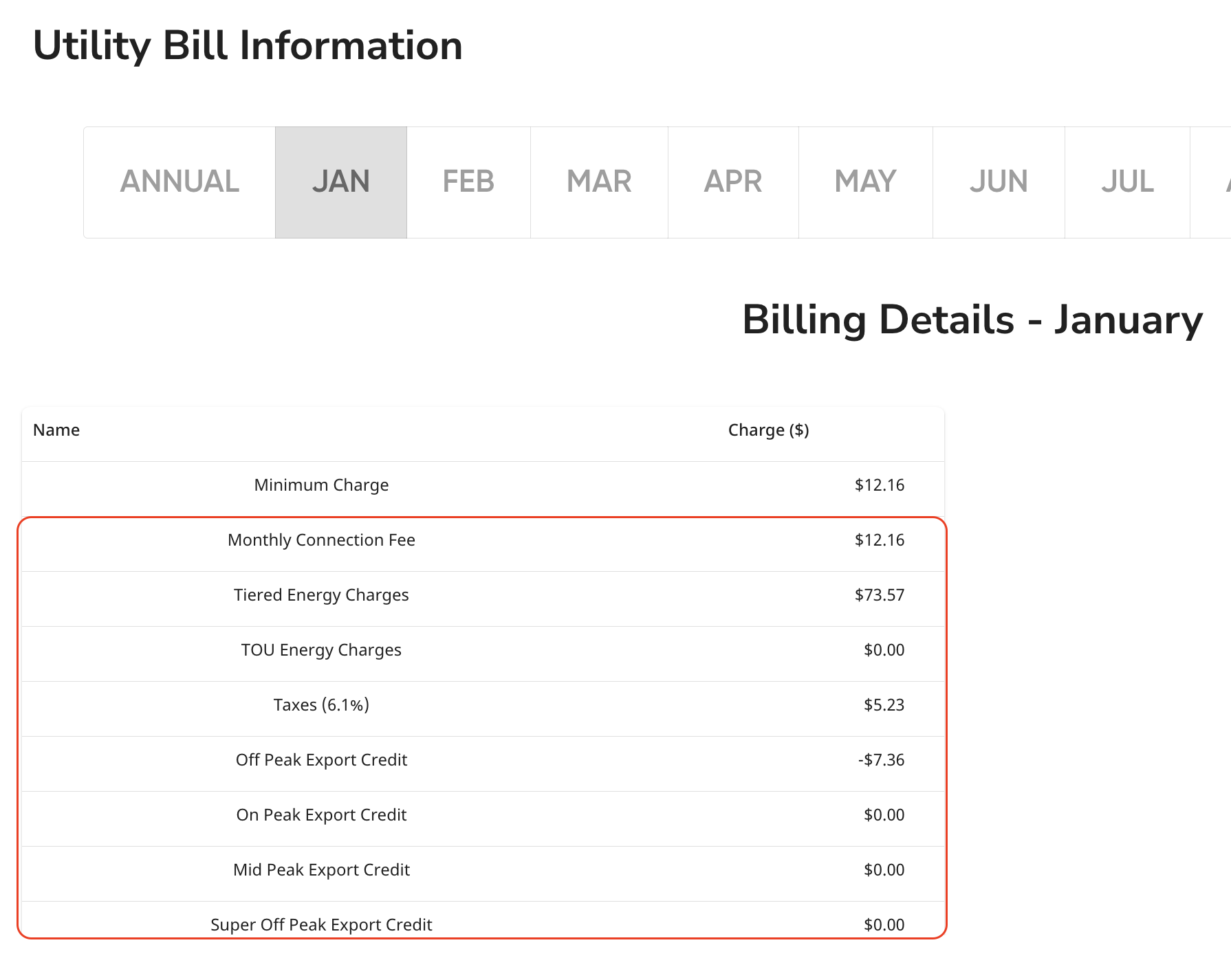 How is the New Utility Bill calculated?